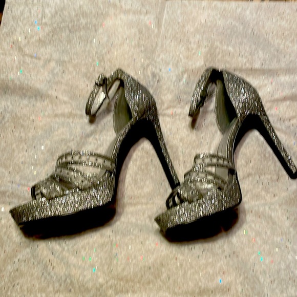 Adrianna Papell | Shoes | 5 Inch Platform Silver Glitter With Ankle ...